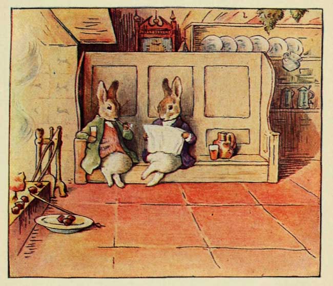 Two Rabbits, One Reading, One Smoking and Drinking — Beatrix Potter ...