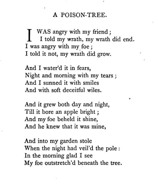 “A Poison Tree” — William Blake – Biblioklept