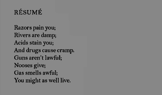 Resume Dorothy Resume By Dorothy Parker
