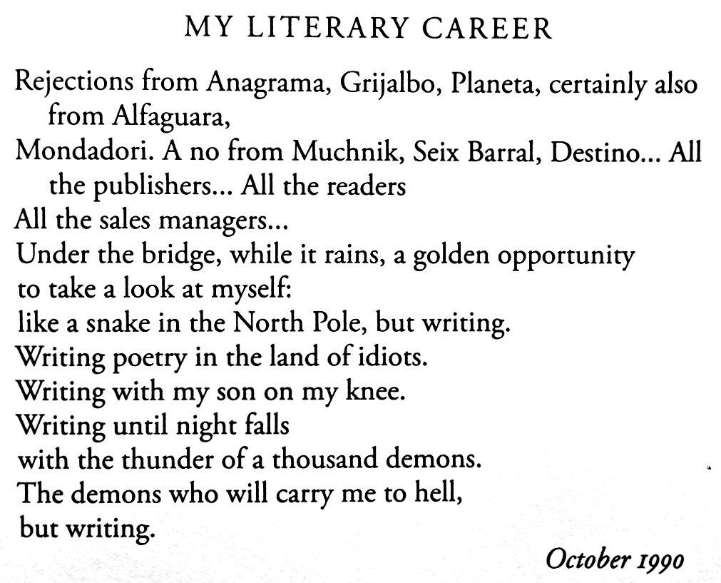 “My Literary Career” — Roberto Bolaño – Biblioklept