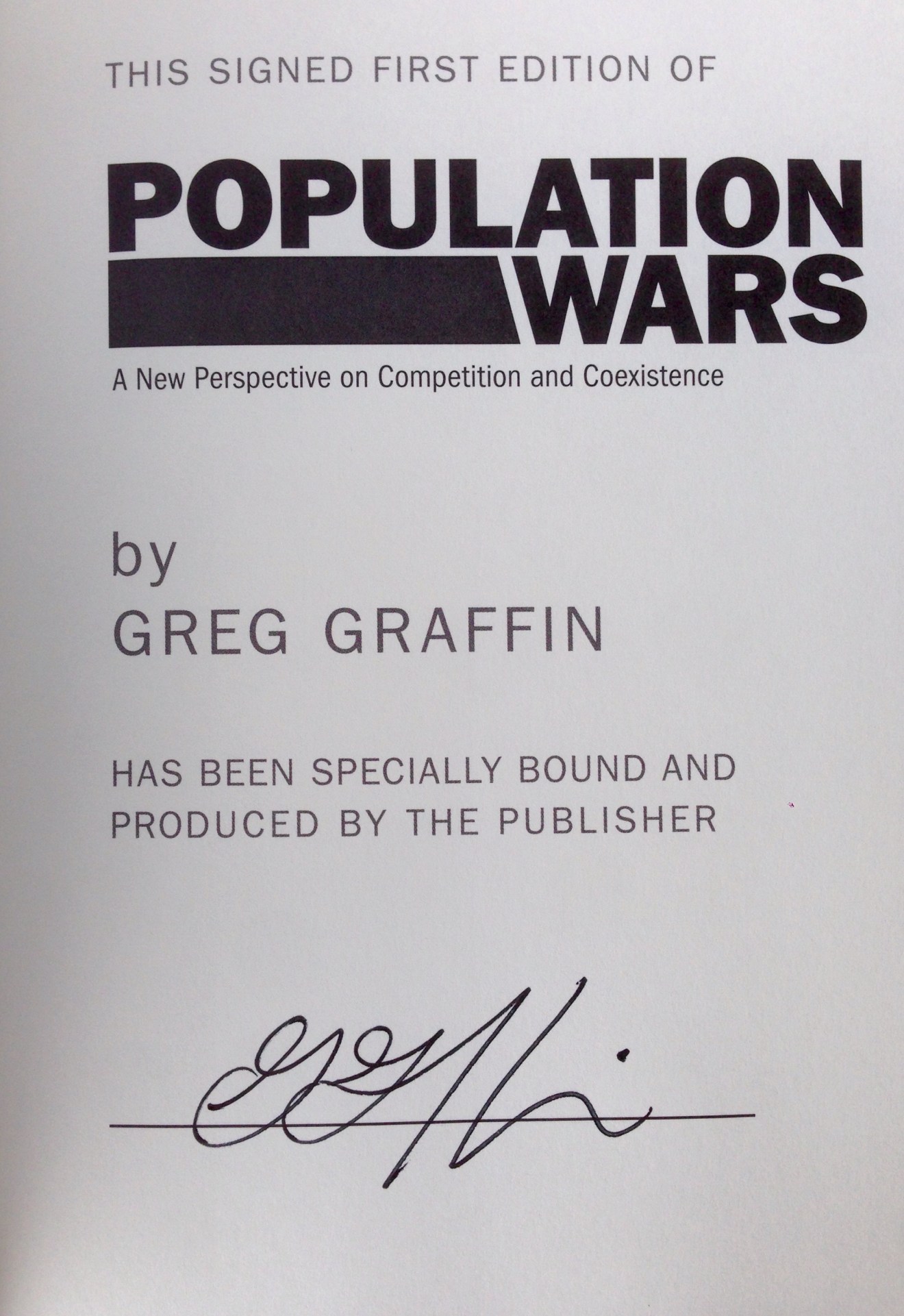 Greg Graffin’s Population Wars (Book acquired some time in September ...