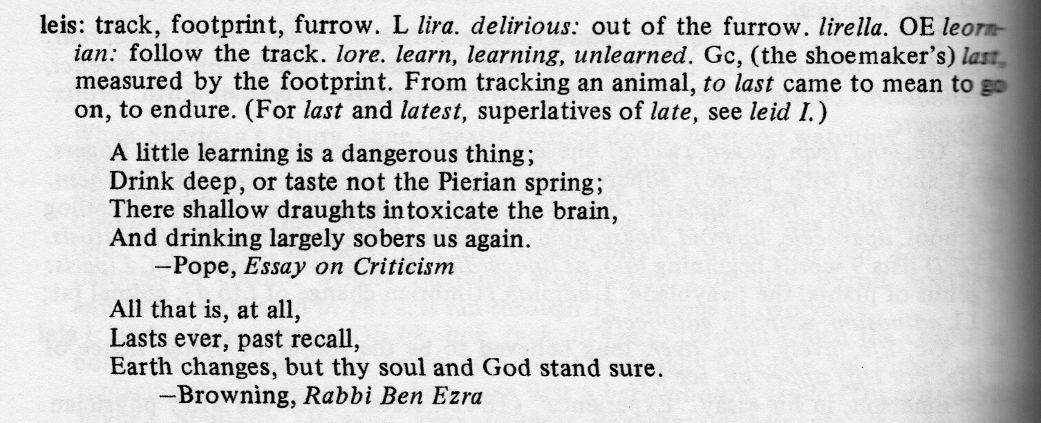 leis: track, footprint, furrow. – Biblioklept