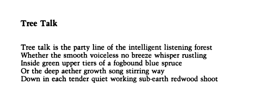 “Tree Talk” — Tom Clark – Biblioklept