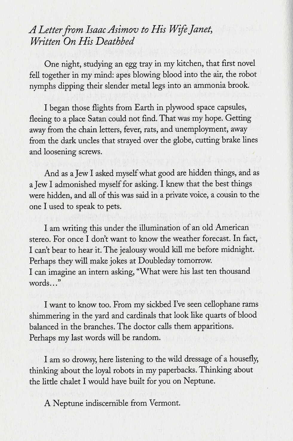 “A Letter from Isaac Asimov to His Wife Janet, Written on His Deathbed ...