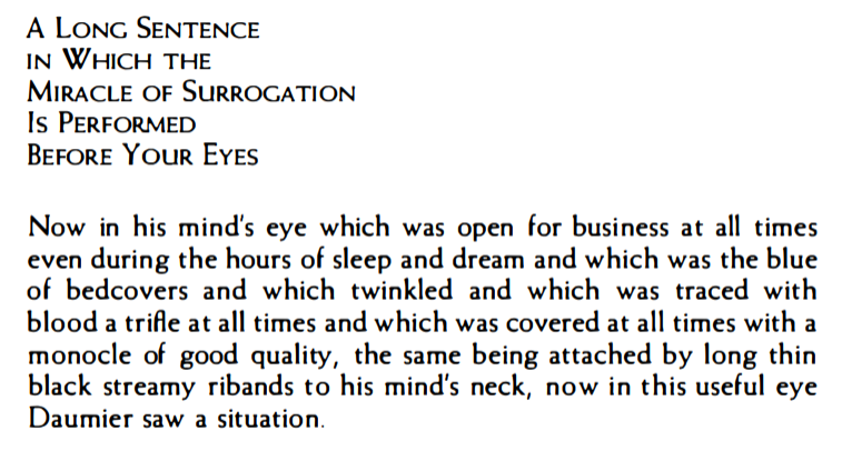 A long sentence in which the miracle of surrogation is performed before ...